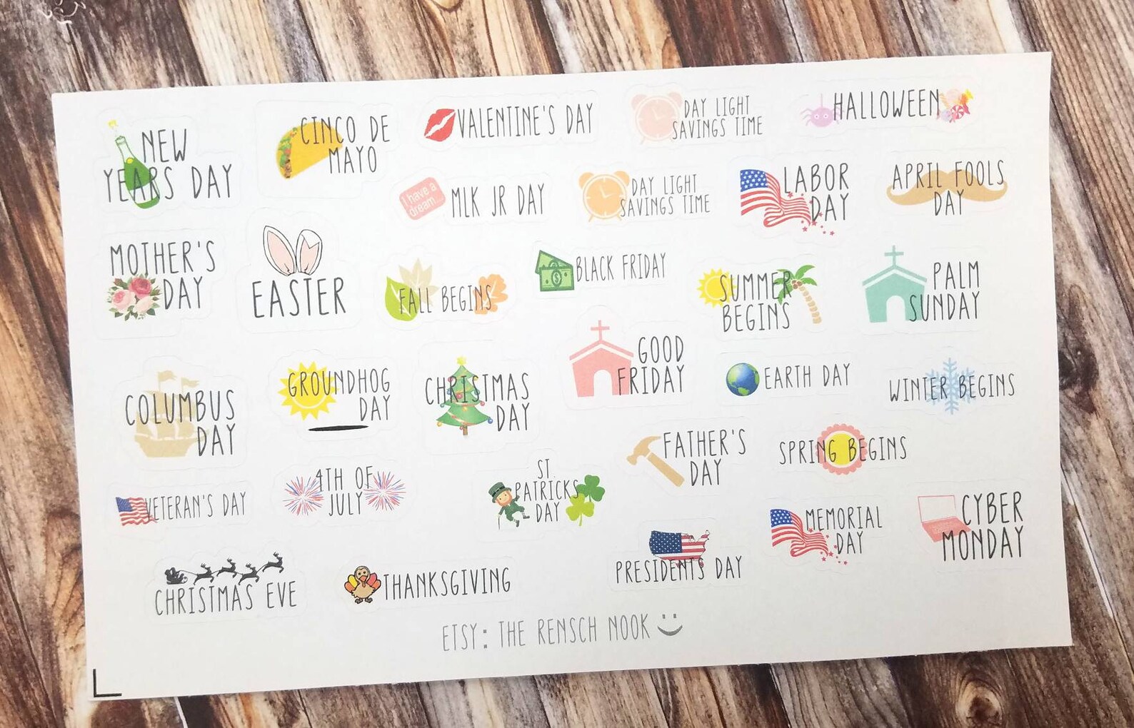 Holiday Planner Stickers HS21 Yearly Holidays Calendar - Etsy