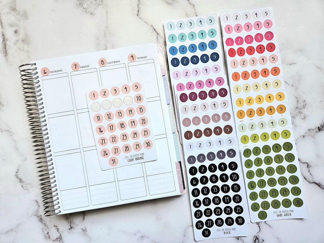 Solid Circle Date Cover Planner Stickers - Etsy