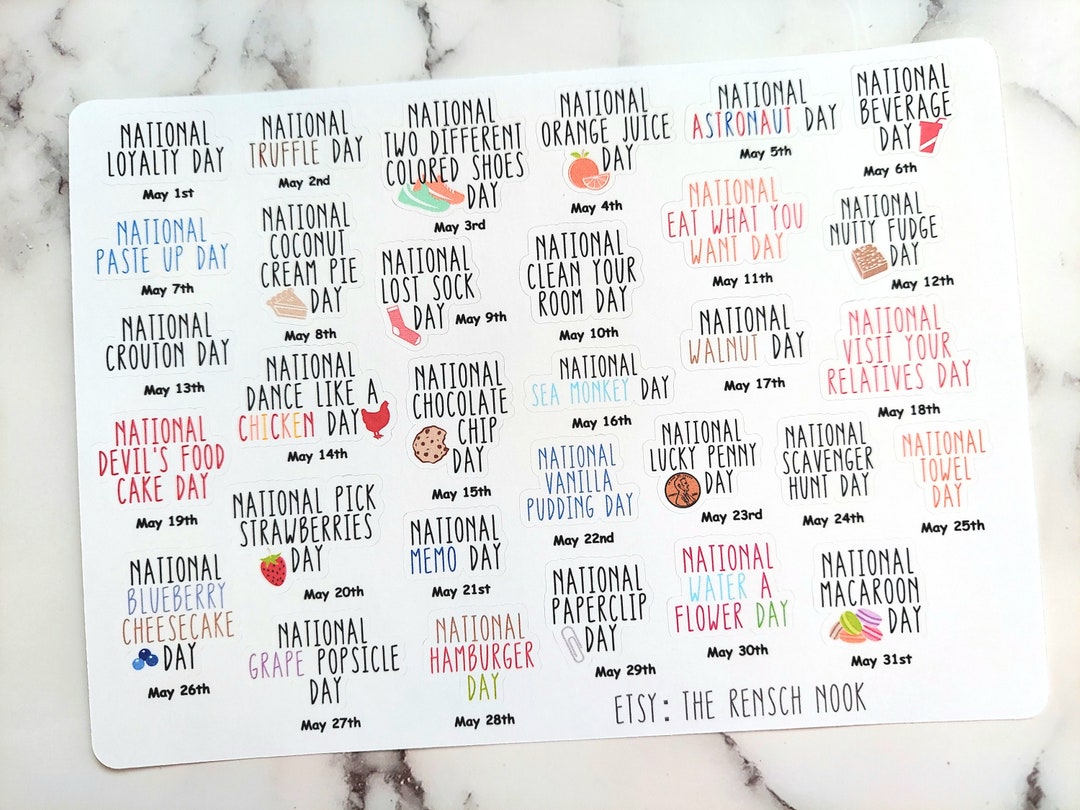 May National Holidays Planner Stickers - HS63 - Fun Holidays -gift for ...