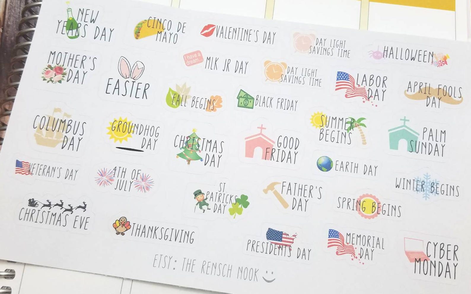 Holiday Planner Stickers HS21 Yearly Holidays Calendar - Etsy