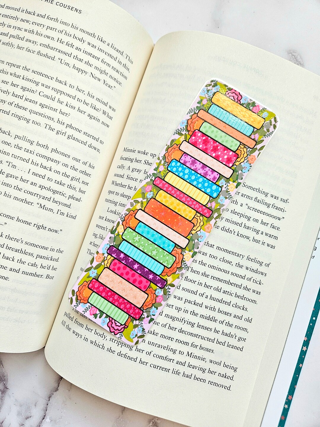 Floral Bookstack Bookmark - Single Sided Laminated Bookmark - Etsy