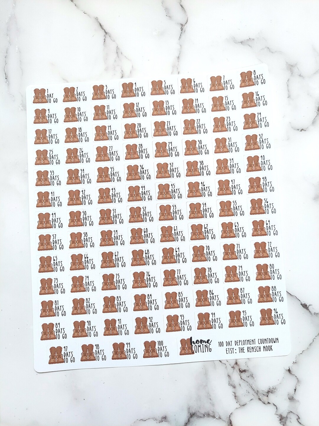 100 Day Deployment Count Down Planner Stickers - Gift for Her - Daily ...