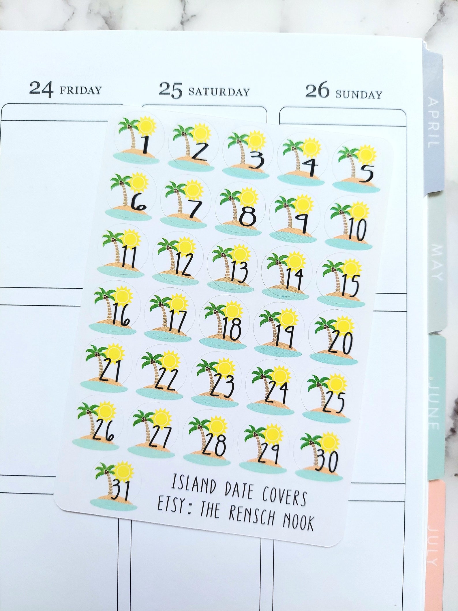 Planner Sticker, Island Date Cover - DC007 - Gift for Her - Daily ...