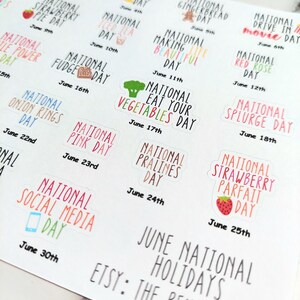 June National Holidays Planner Stickers - HS64 - Fun Holidays -gift for ...