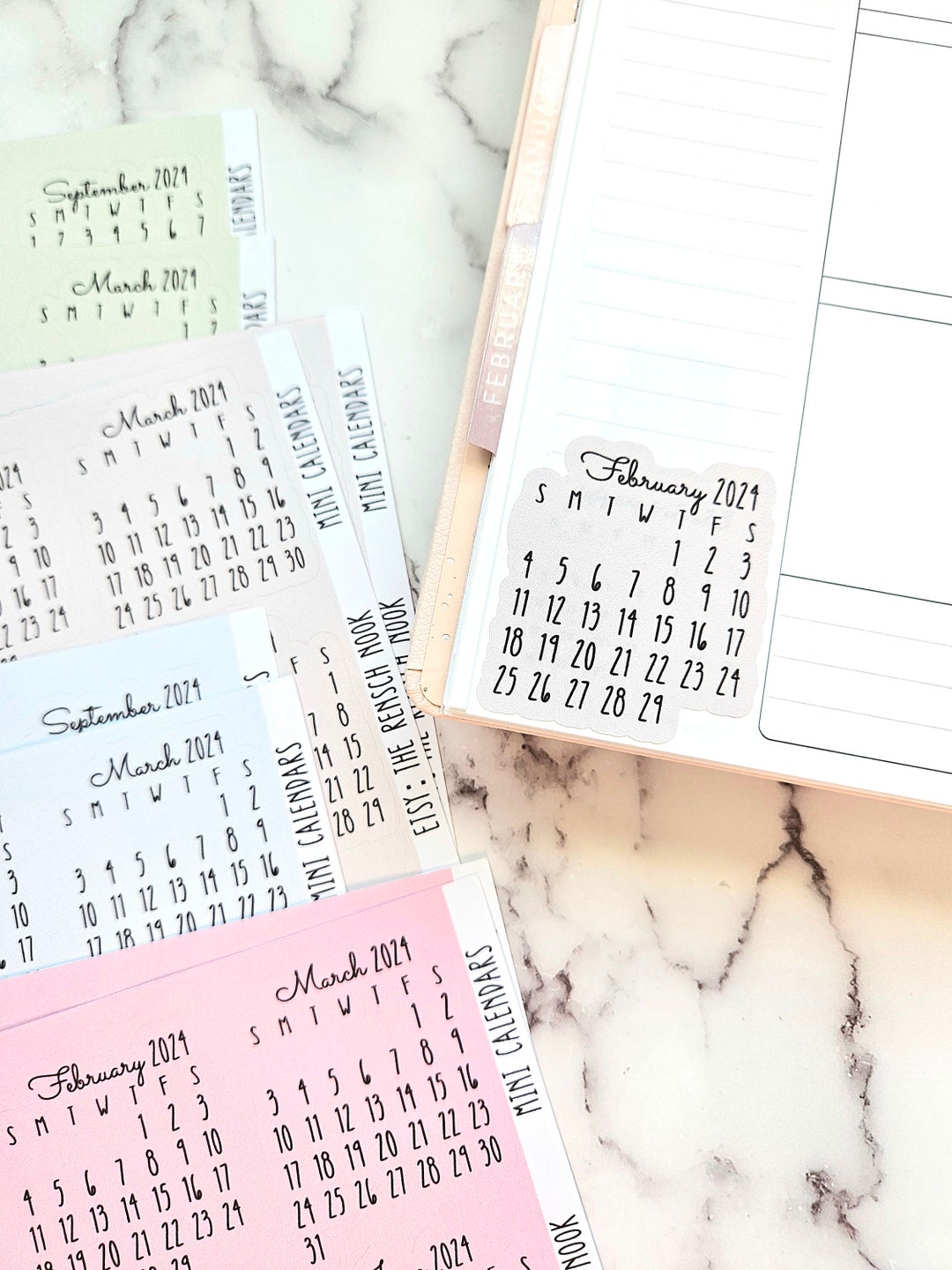 2025 Mini Calendars | Year at a Glance | Planner Stickers - Etsy