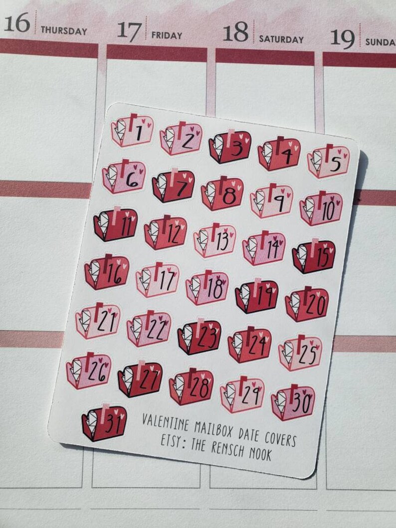 Planner Sticker Mailbox Date Cover DC0018 Valentine - Etsy