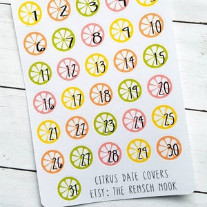 Citrus Planner Stickers, Date Covers (set of 31) - Etsy