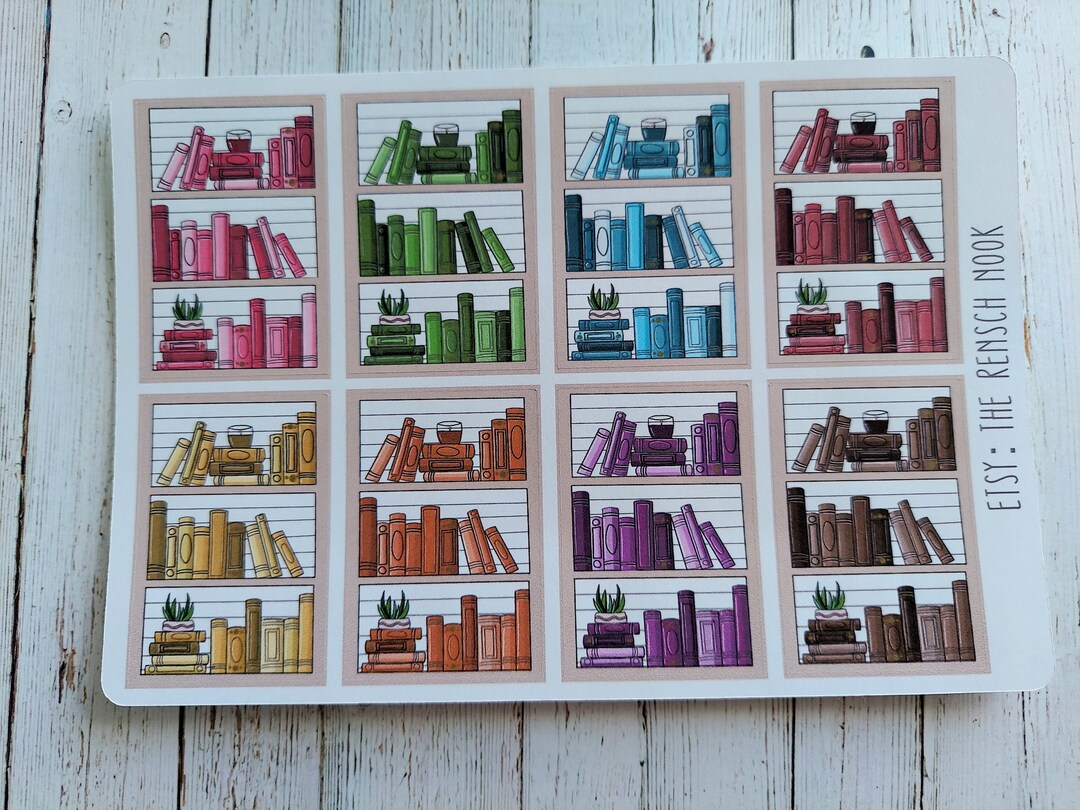 Rainbow Bookshelf Planner Stickers Full Box - HS68 - Book Planner ...