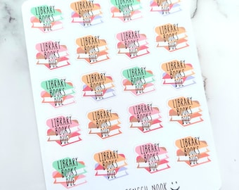 30 Library Books Due Planner Stickers for Erin Condren Life Planner ...