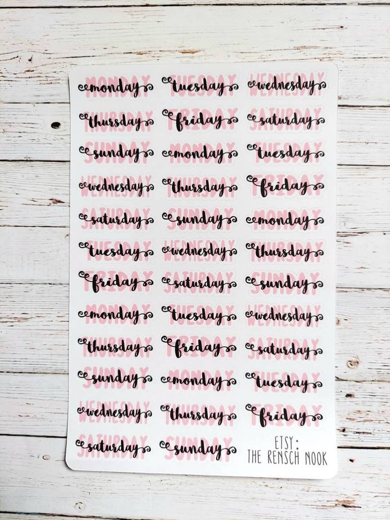 Days of the Week Planner Stickers - Etsy
