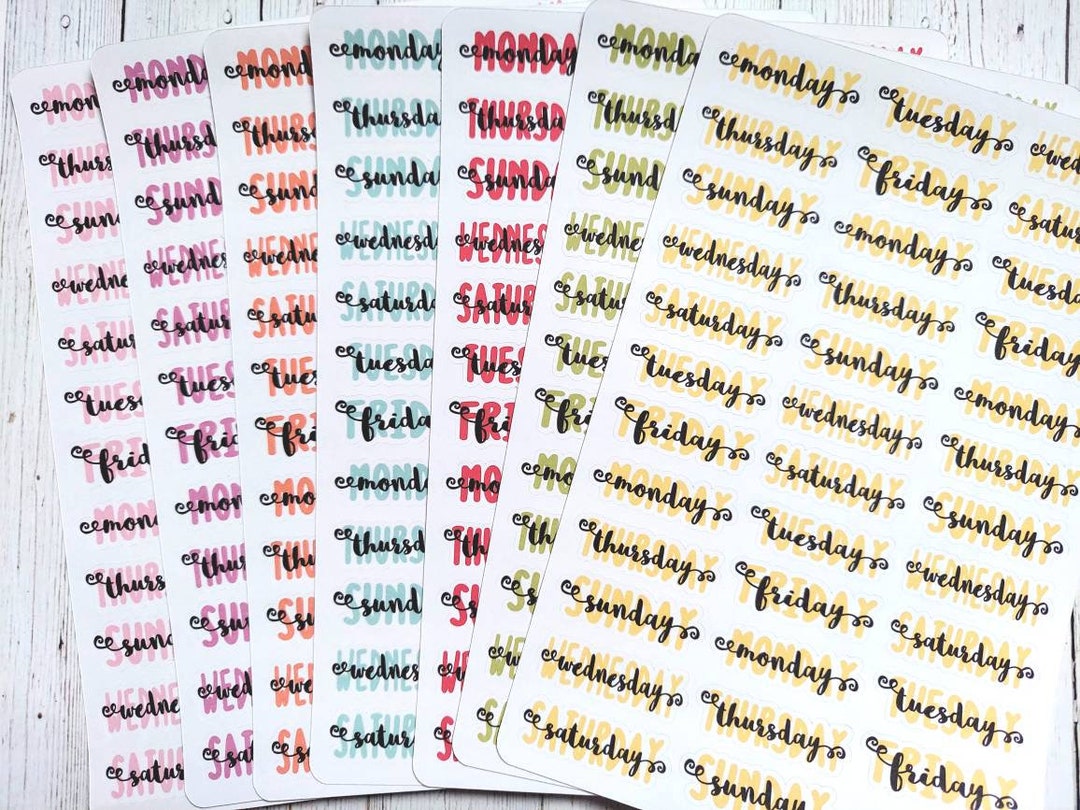 Days of the Week Planner Stickers - Etsy