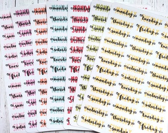 Days of the Week Planner Stickers, Highlighting Transparent and Matte ...