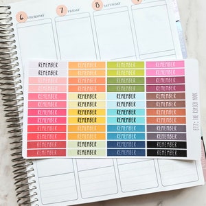 Remember Header Planner Stickers - Etsy