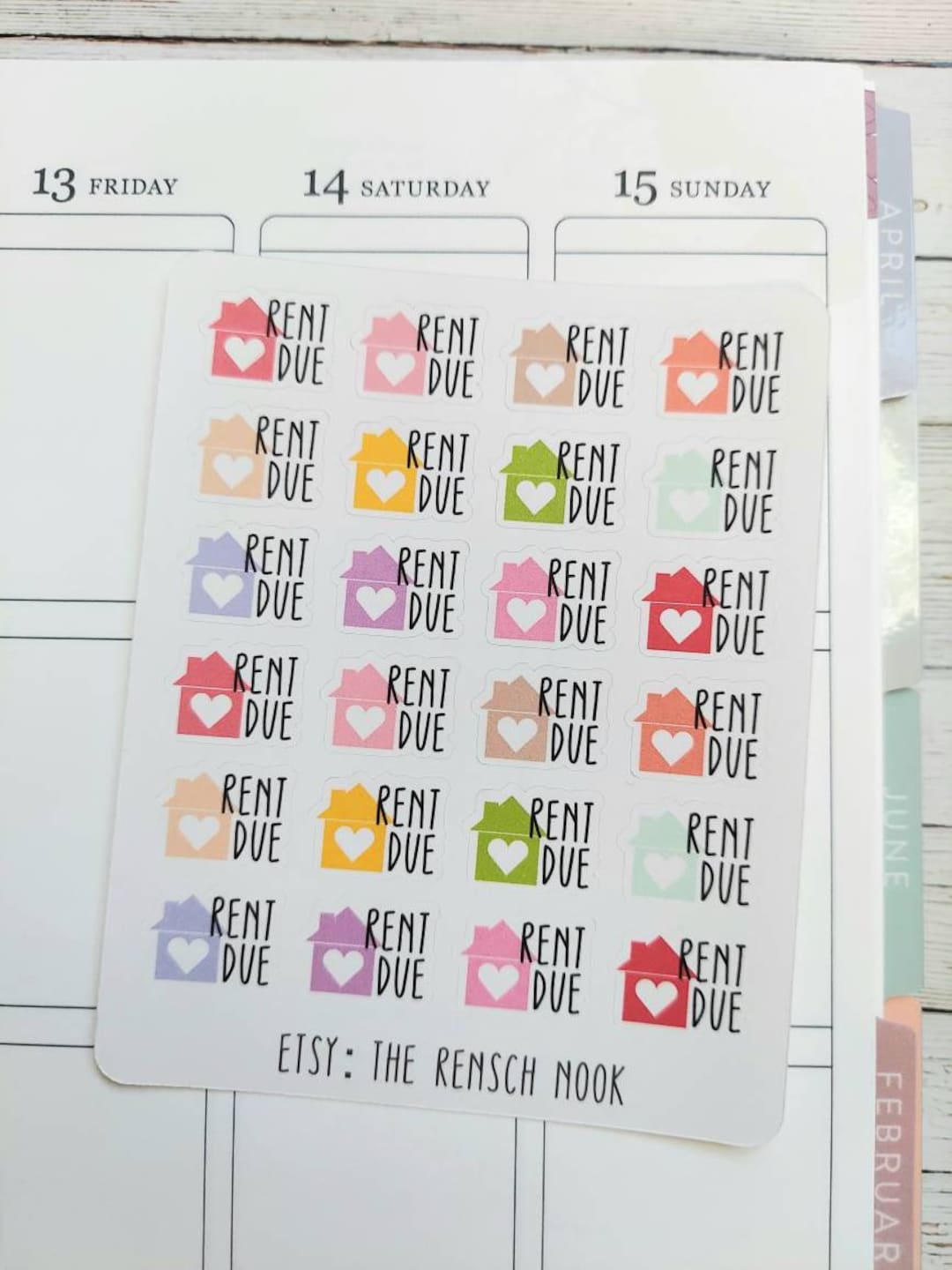 Rent Due Planner Stickers - 0190 - Bill Due - Finance - Money - Bill ...