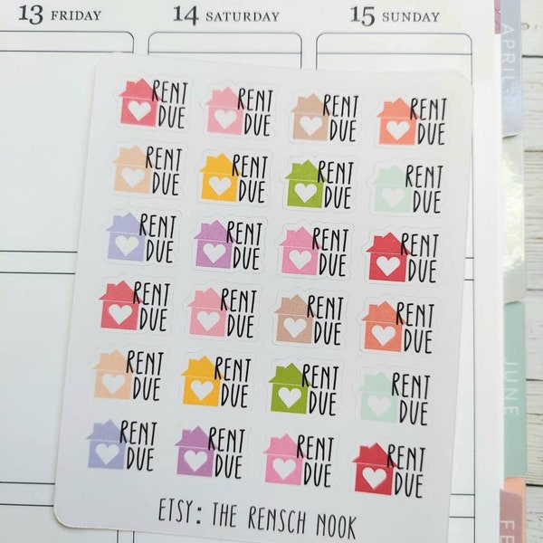 Rent Due Stickers - Etsy