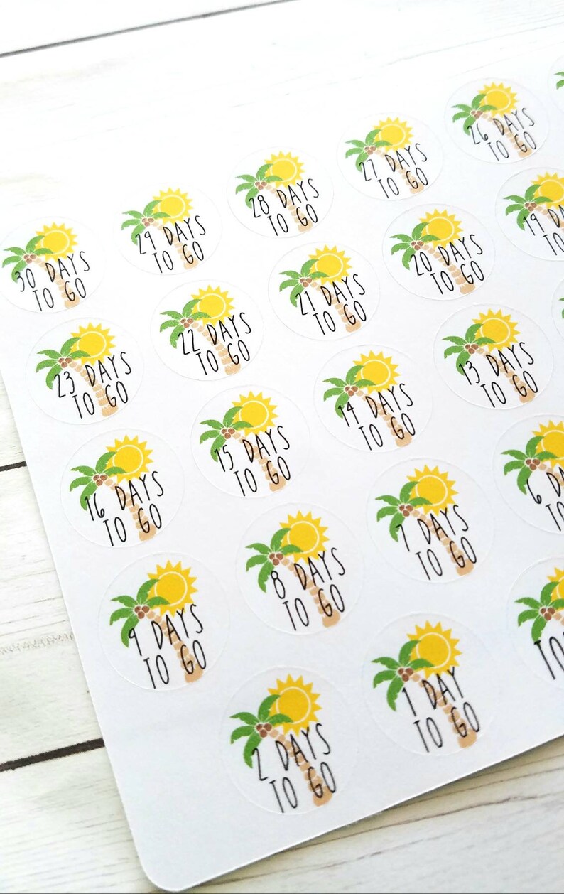 Beach Vacation Count Down Planner Stickers HS06 - Etsy