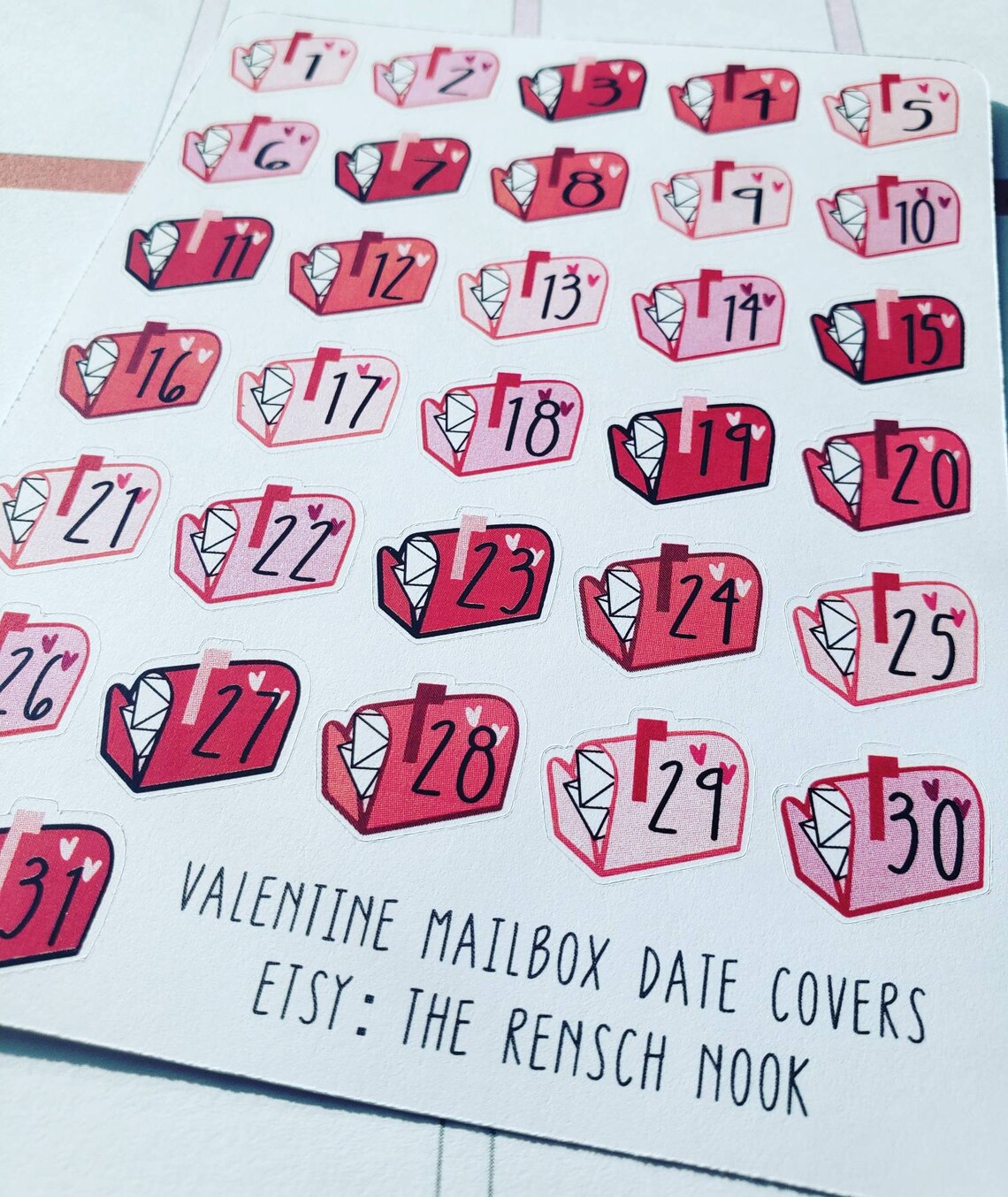 Planner Sticker Mailbox Date Cover DC0018 Valentine - Etsy