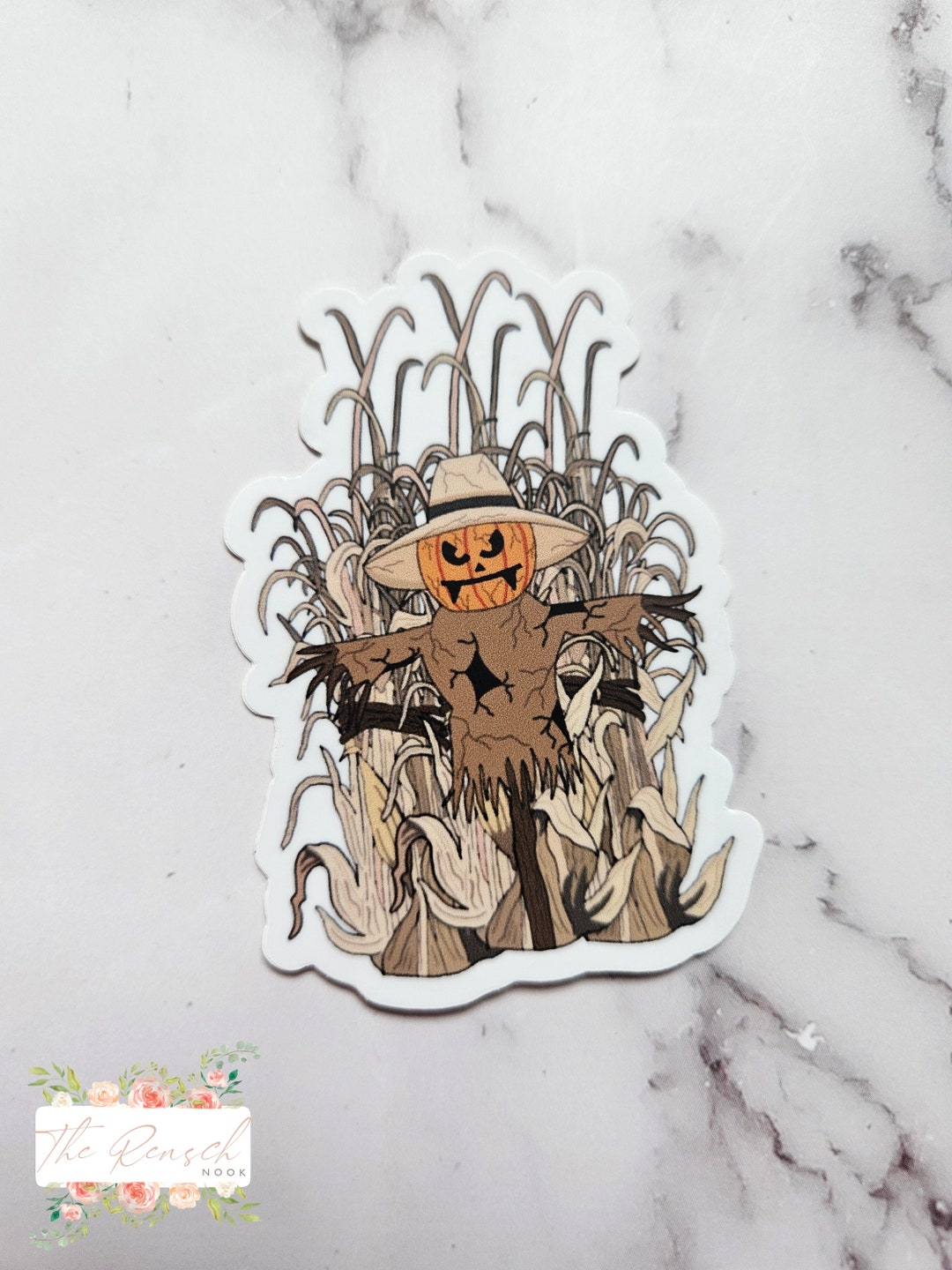 Scarecrow and Corn Stalks Vinyl Sticker - Weatherproof - Etsy
