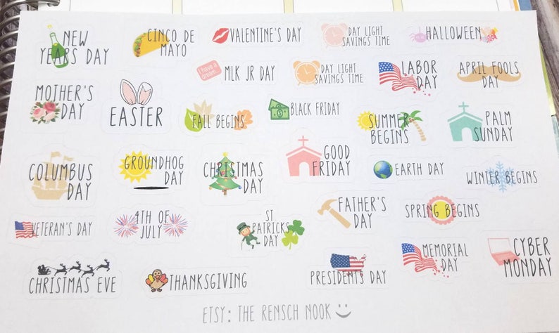 Holiday Planner Stickers HS21 Yearly Holidays Calendar - Etsy