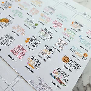 March National Holidays Planner Stickers HS97 Fun Holidays gift for Her ...