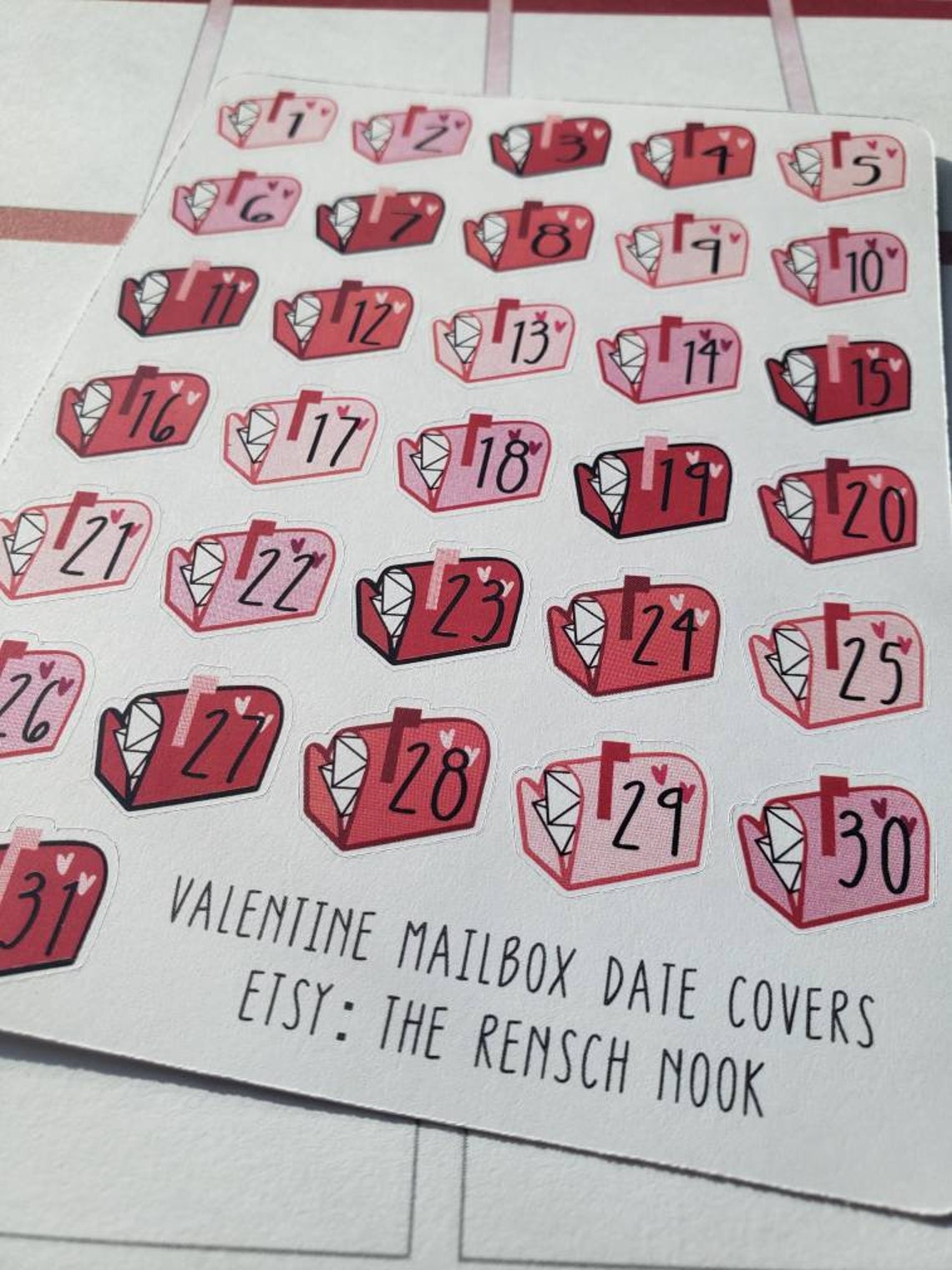 Planner Sticker Mailbox Date Cover DC0018 Valentine - Etsy