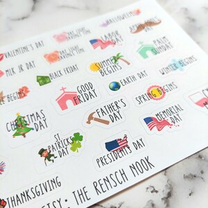 Holiday Planner Stickers - HS21 - Yearly Holidays - Calendar - Daily ...