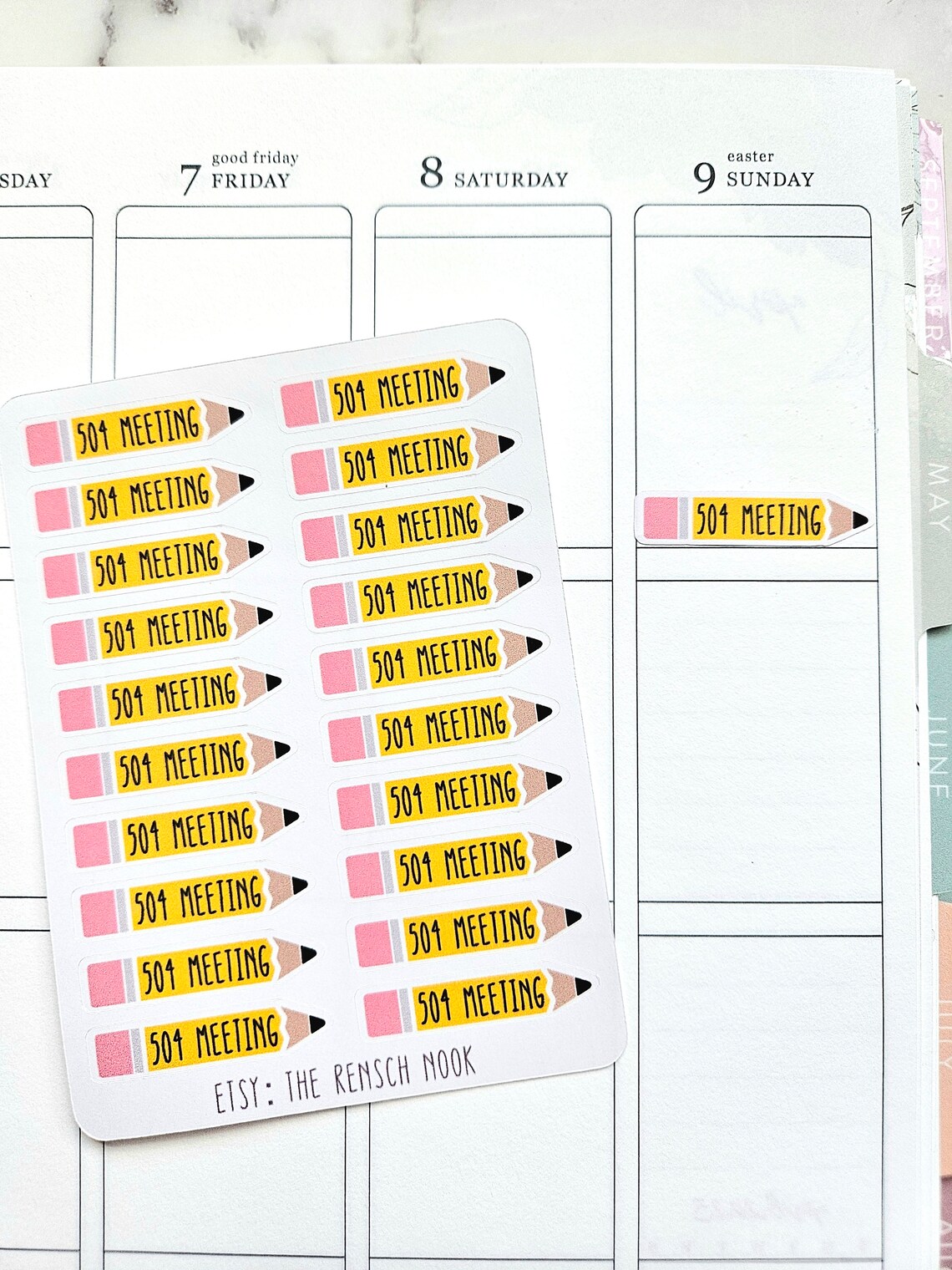 504 Meeting Pencil Planner Stickers | Teacher and Student Planner ...