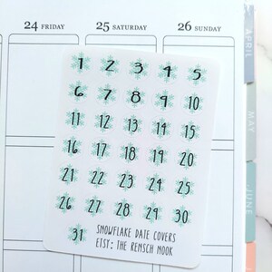 Snowflake Date Covers Planner Stickers DC004 Happy Planner Christmas ...