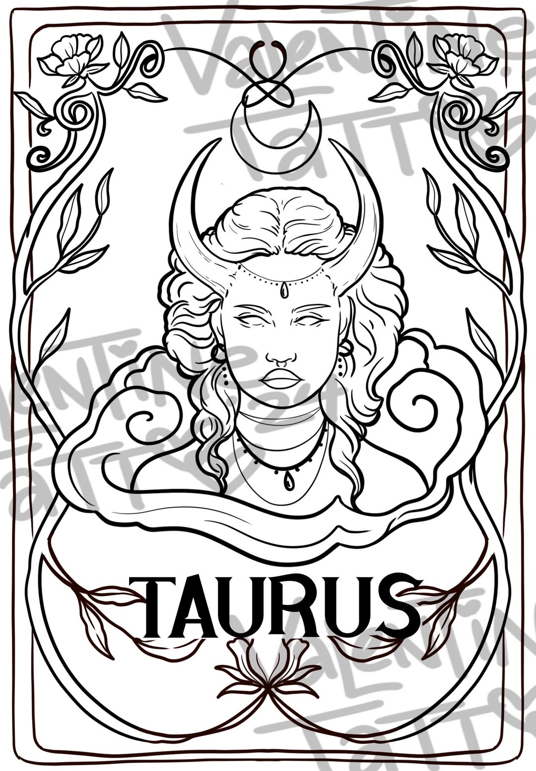 Taurus Coloring Page - Etsy