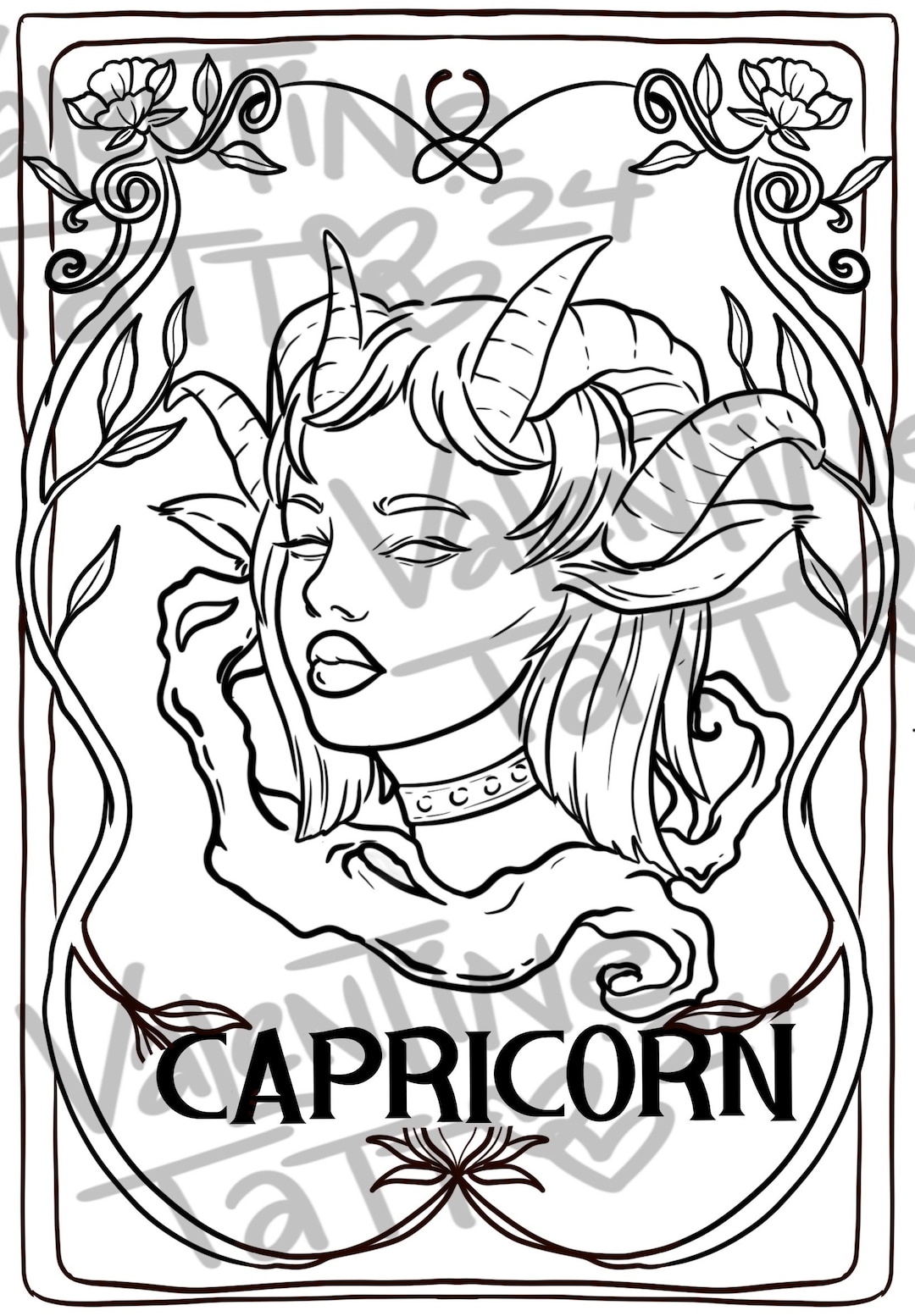 Capricorn Coloring Page - Etsy