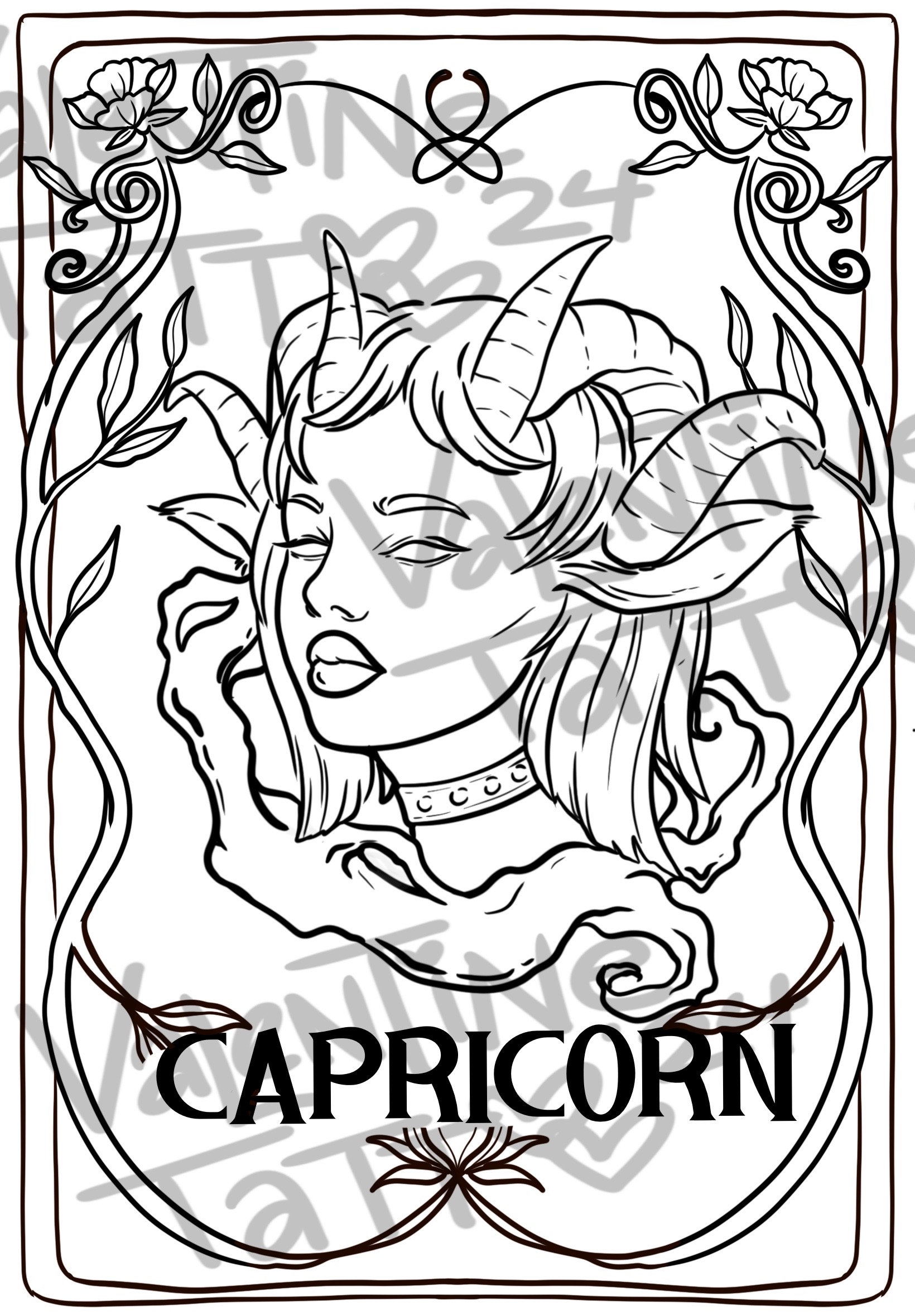 Capricorn Coloring Page - Etsy