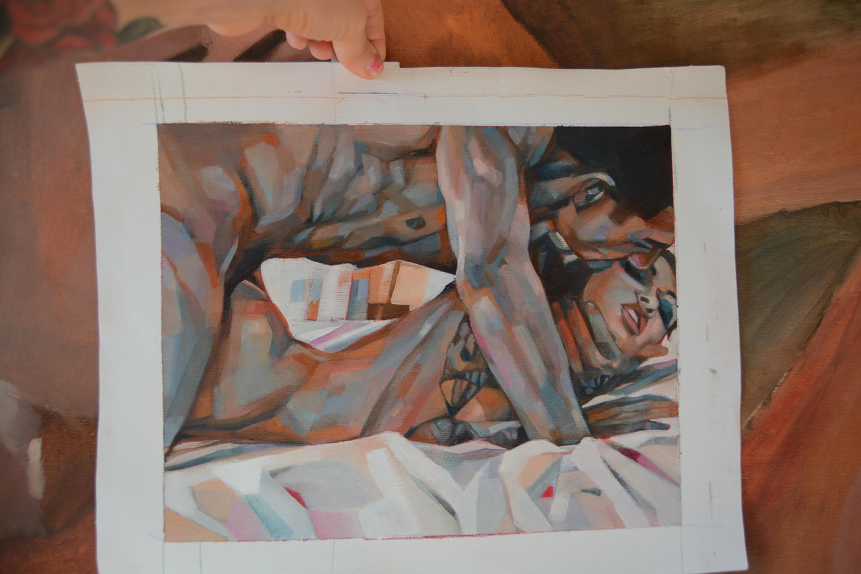 Passionate Erotic Painting for Lovers Sensitive Art Explicit Canvas for Bedroom Naked Couple ...