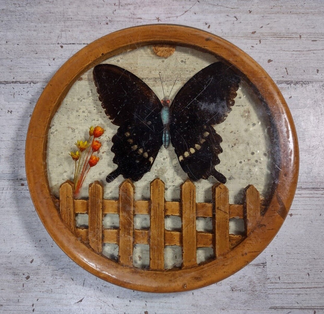 Vintage Gamut Designs Lucite Coaster Trivet Butterfly Fence Dried ...