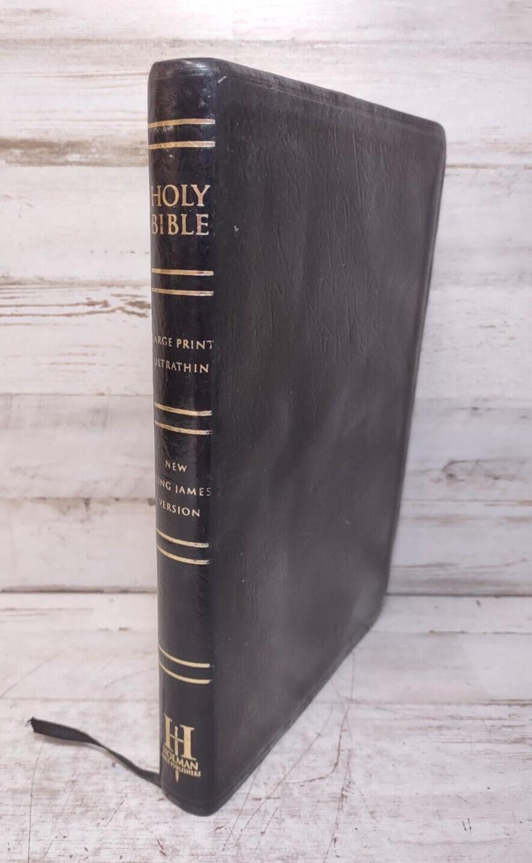 Holy Bible Holman NKJV Large Print Ultrathin Reference Black Faux ...