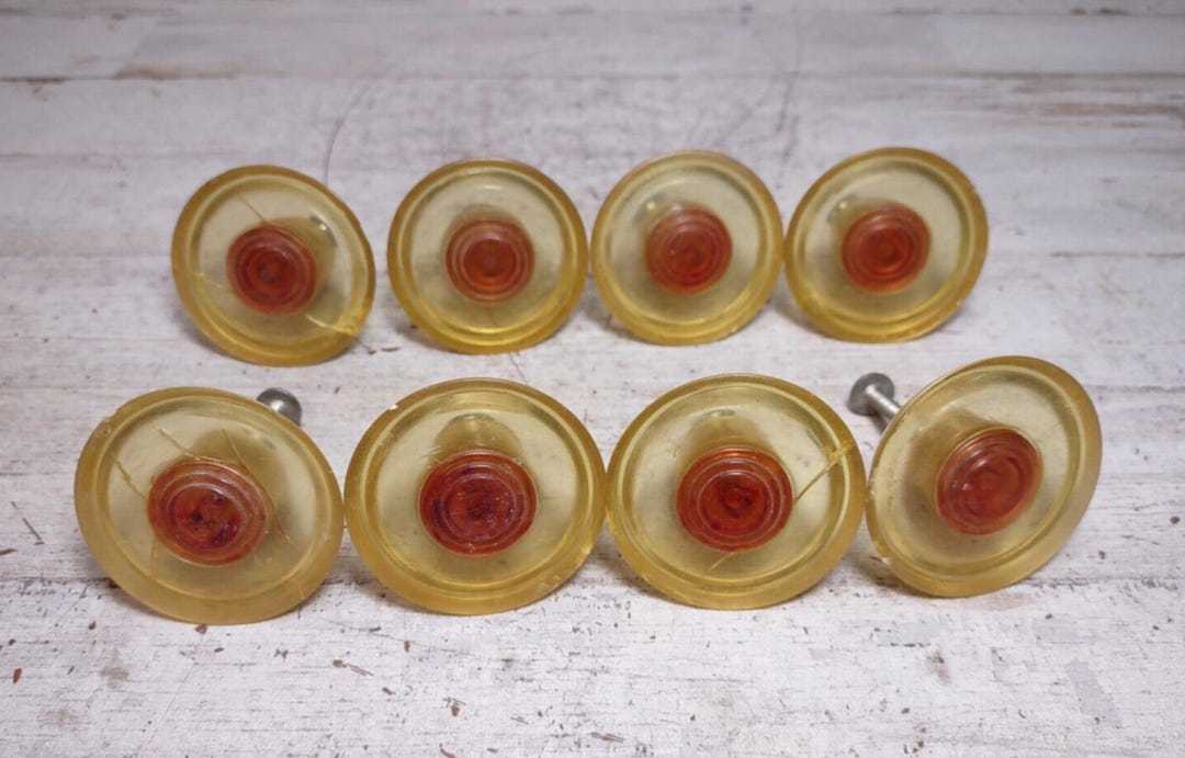 8 Vintage Celluloid Plastic Drawer Cabinet Door Pulls Handles Yellow ...