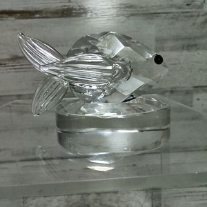 Vintage Cut Crystal Glass Prism Angel Fish on Stand Figurine Rainbow ...