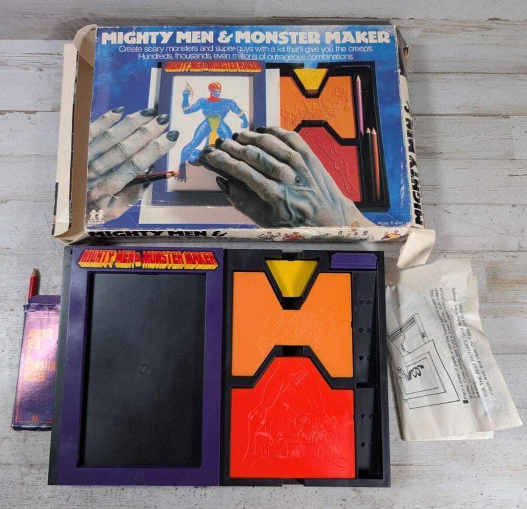 Vintage Tomy Mighty Men and Monster Maker W Box Manual INCOMPLETE 15 ...