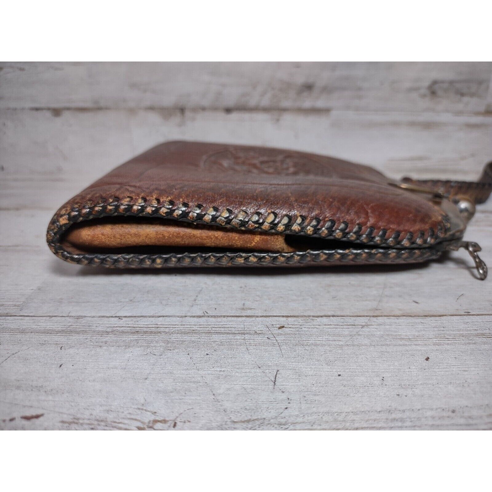 Antique 1900s Teitzel Art Nouveau Hand Tooled Leather Purse Suede ...