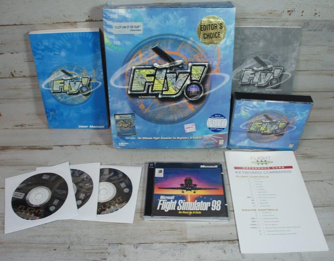 Vtg 90s Flight Simulator Games Fly MS Flight Simulator 98 Flight ...