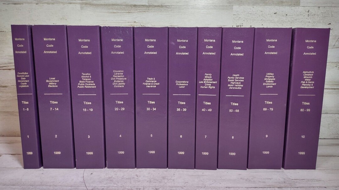 Vintage 10 Volume Montana Code Annotated 1999 Book Set Paperback Titles 1-99 - Etsy