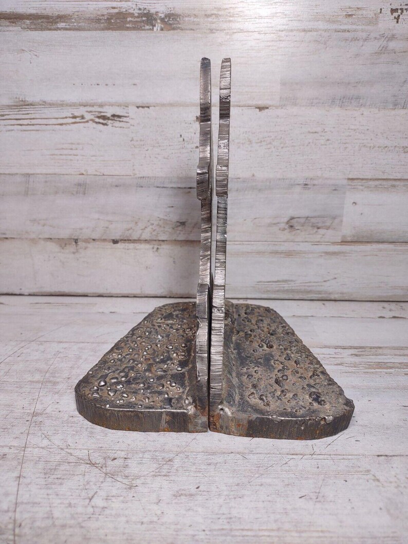 Vintage Brutalist MCM Heavy Cut Steel Ghost Skier Skiing Bookends Jaffe ...