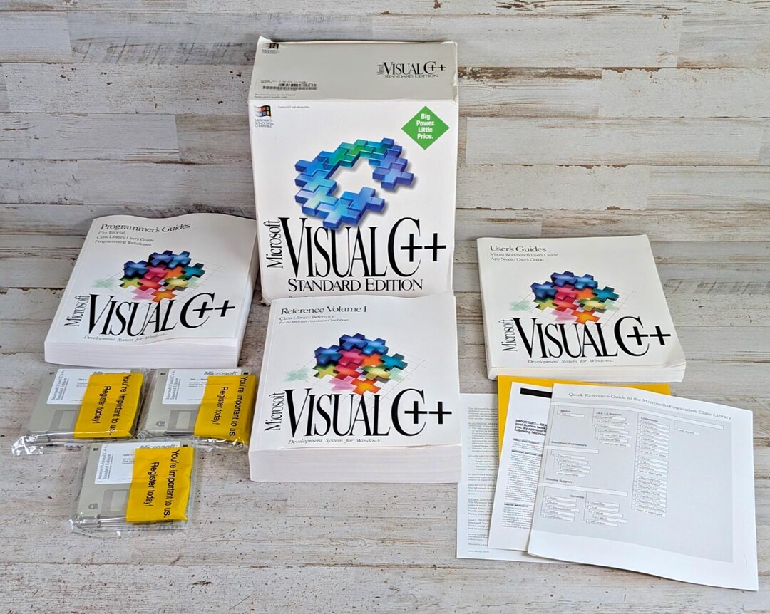 Microsoft Visual C Plus Plus Standard V 1.0 Big Box W Books Sealed Floppy Disks 1994 Vtg - Etsy