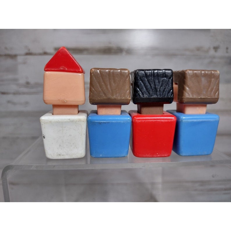 Set of 4 Vintage Playskool Familiar Places Blockhead Figures Mcdonalds ...