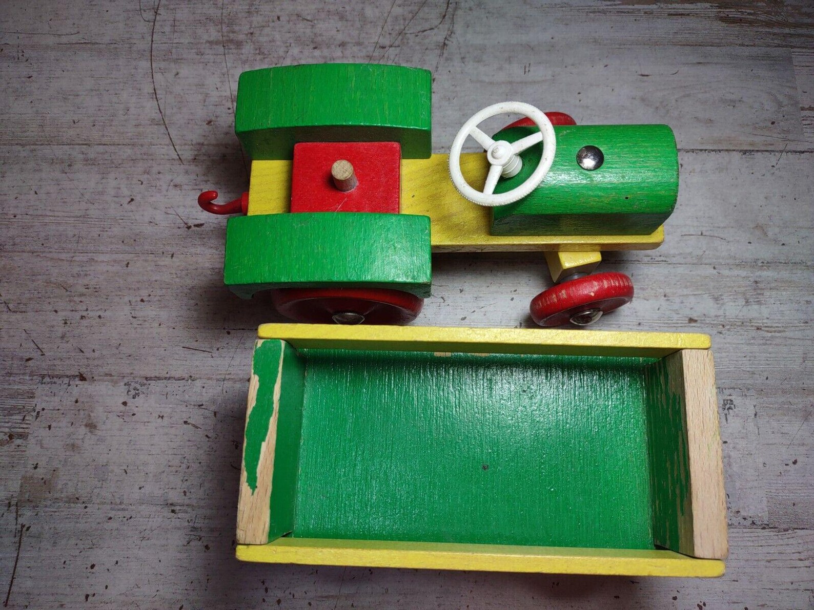 Vintage Heroes West Germany Wooden Wood Farm Tractor With Trailer Wagon ...