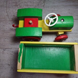 Vintage Heroes West Germany Wooden Wood Farm Tractor With Trailer Wagon ...