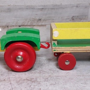 Vintage Heroes West Germany Wooden Wood Farm Tractor With Trailer Wagon ...