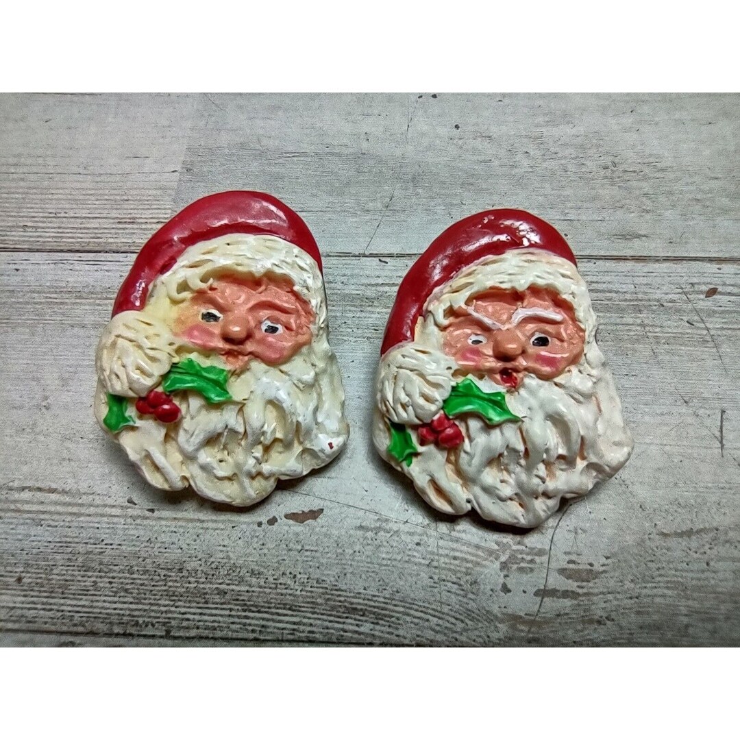 Vintage Painted Ceramic Santa Claus Head Post Earrings Christmas 1 1/2 ...