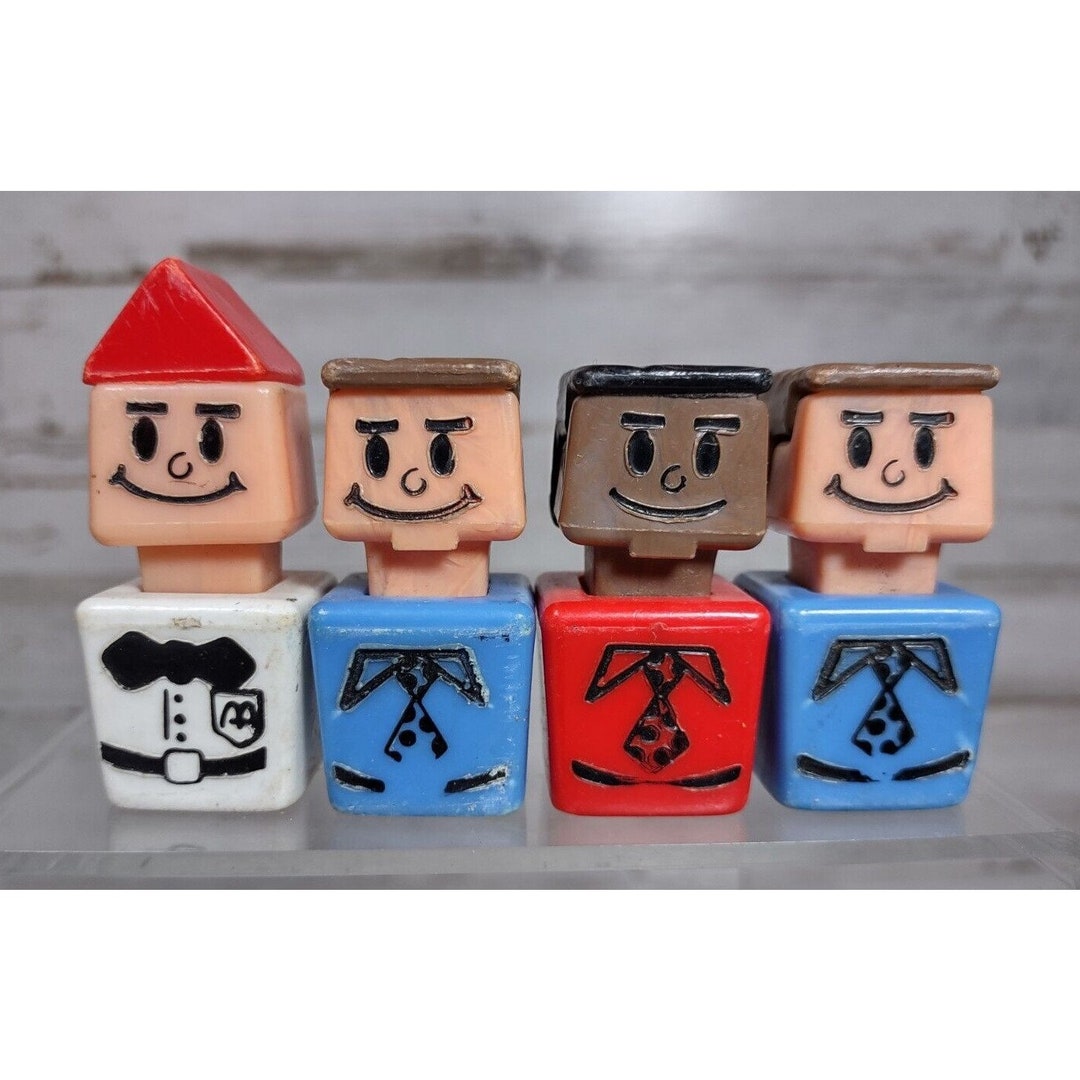 Set of 4 Vintage Playskool Familiar Places Blockhead Figures Mcdonalds ...