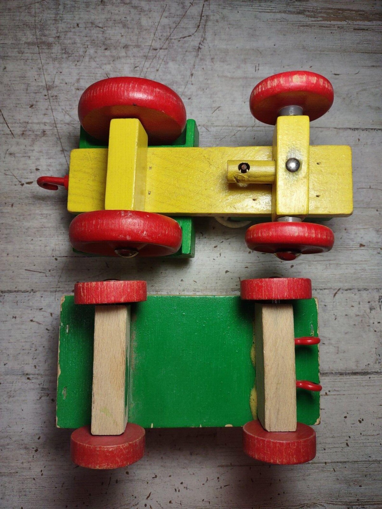 Vintage Heroes West Germany Wooden Wood Farm Tractor With Trailer Wagon ...