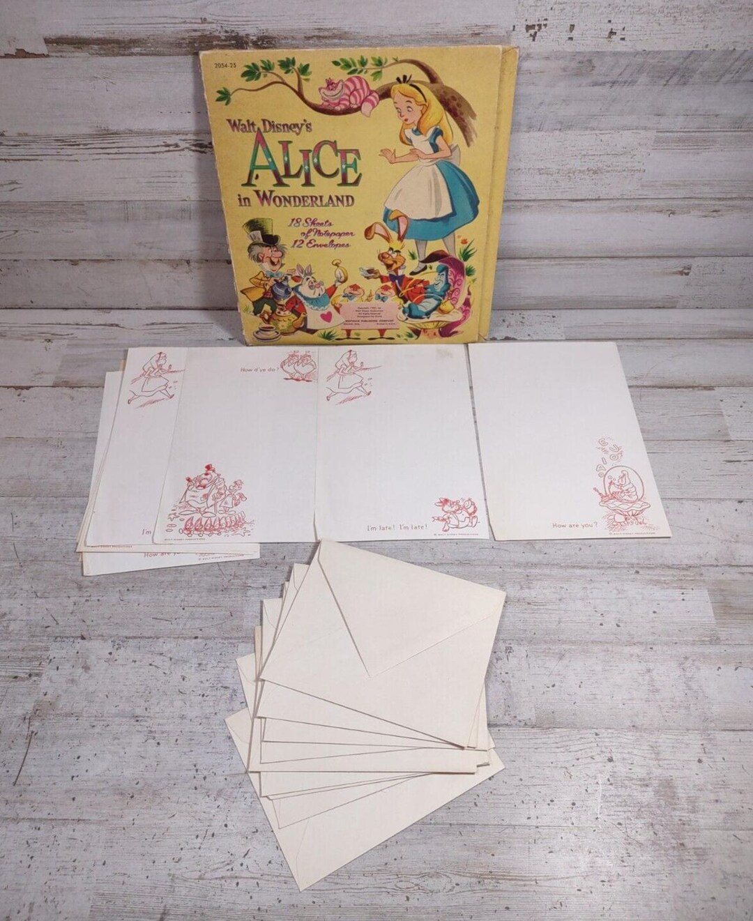 Vintage Walt Disney's Alice in Wonderland Whitman Notepaper & Envelope ...
